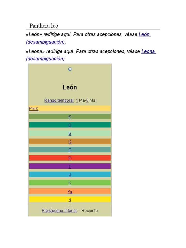 Panthera Leo | PDF | Panthera | León