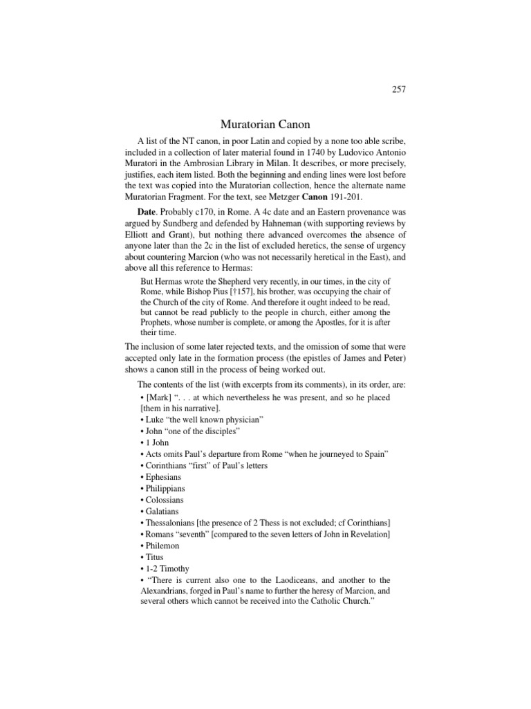 Muratorian Canon | New Testament | Biblical Canon | Free 30-day Trial ...