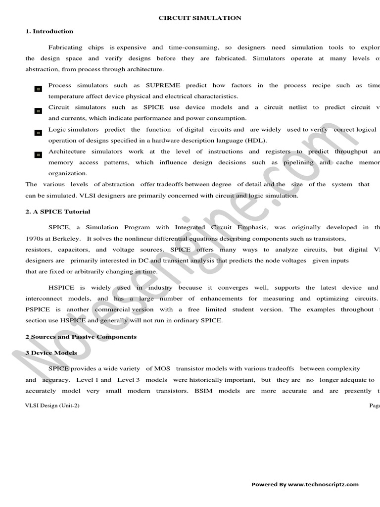 Vlsi Design U2 - Part2 - 1 | PDF