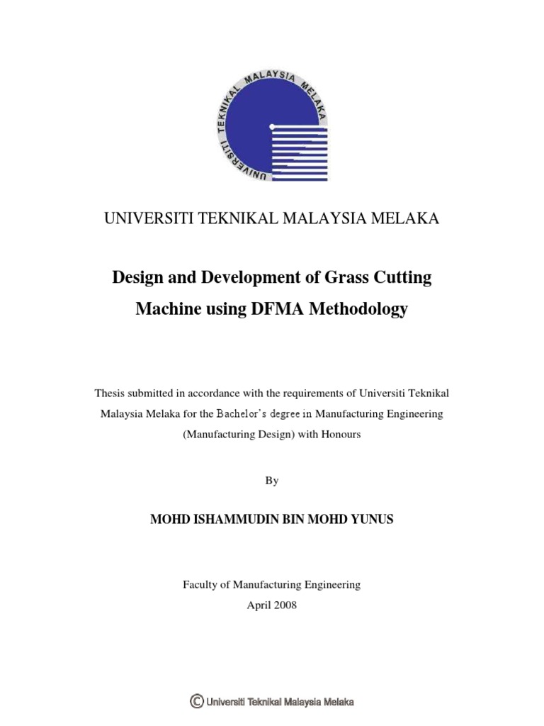 Design and Development of Grass Cutting Machine Using DFMA Methodology ...