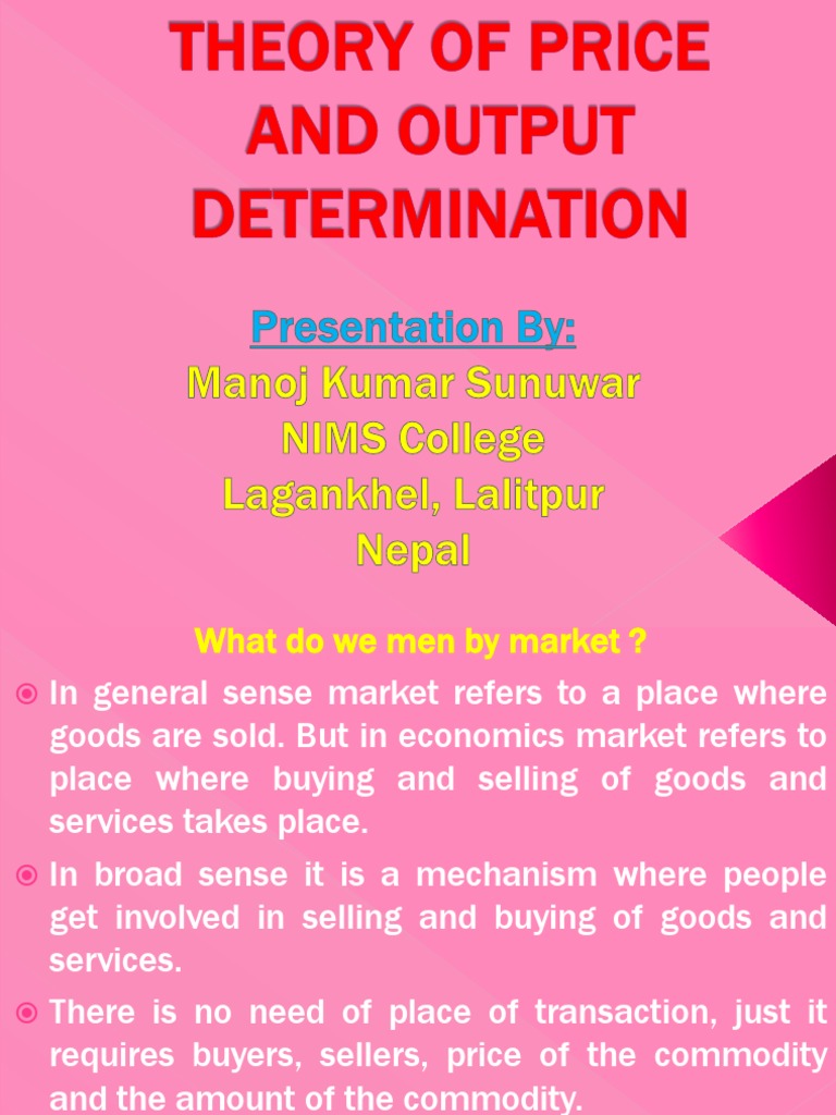 Theory of Price and Output Determination | Perfect Competition | Supply ...