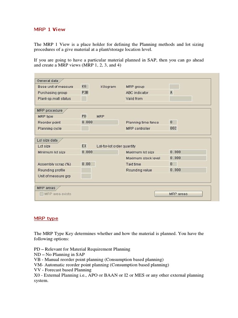 MRP 1 View | PDF | Parameter (Computer Programming) | Forecasting