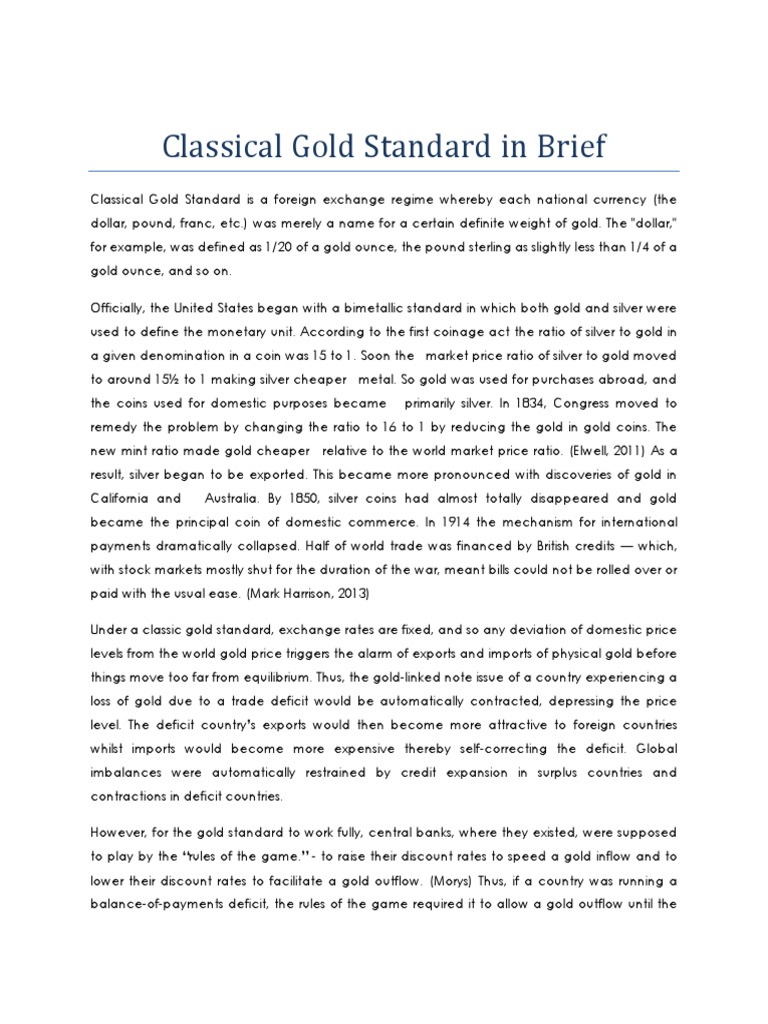 Overview of the Classical Gold Standard | PDF | Gold Standard | Currency