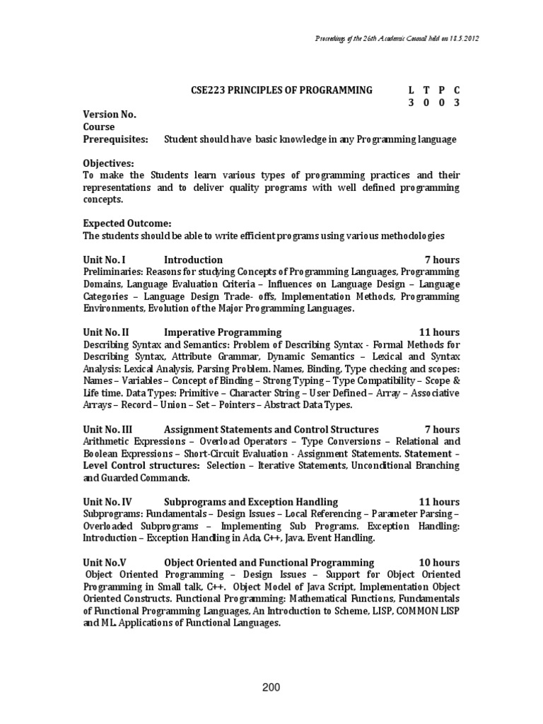 Cse223 Principles Of Programming Th 1 00 Ac26 Pdf Functional Programming Programming Language