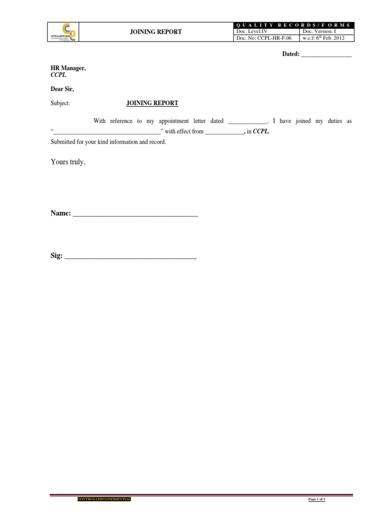 Joining Report PDF | PDF | Finance & Money Management
