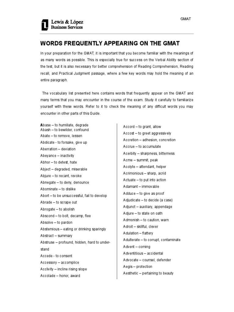GMAT Words | PDF