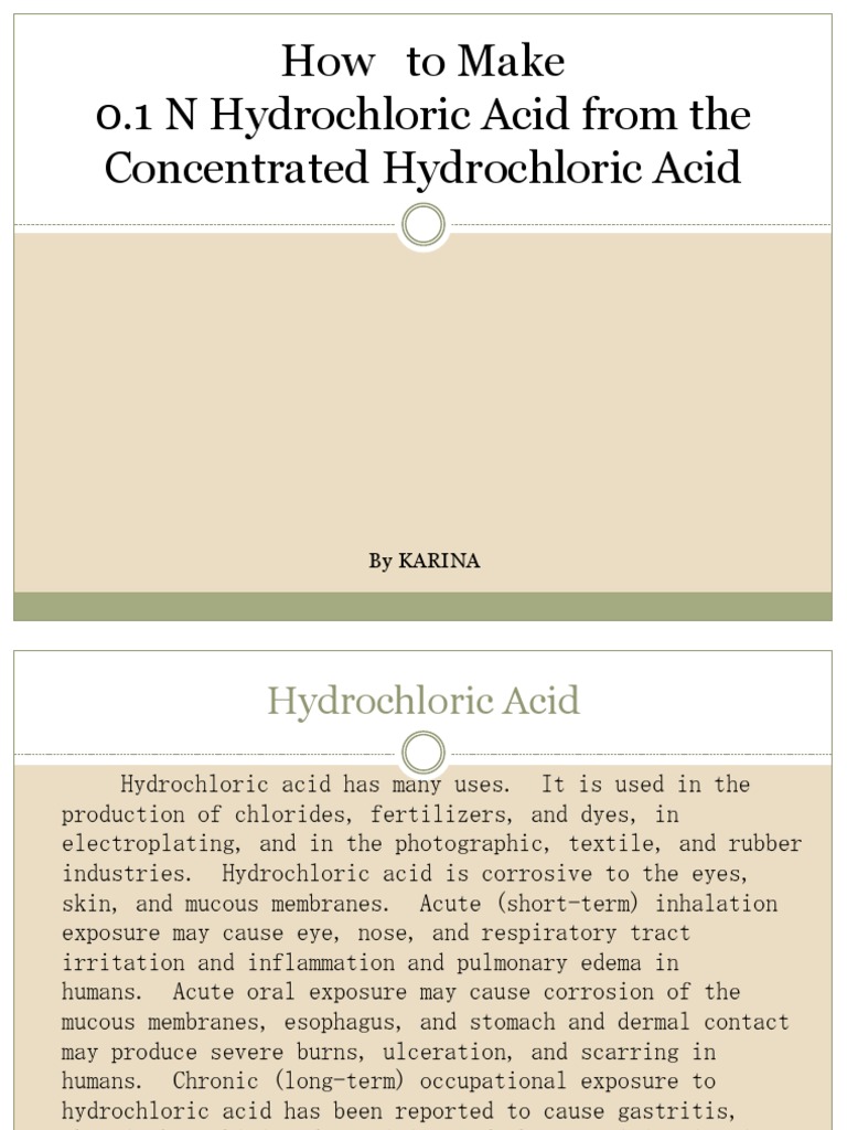 Make 0.1 N Hydrochloric Acid Solution | PDF | Home & Garden | Science ...