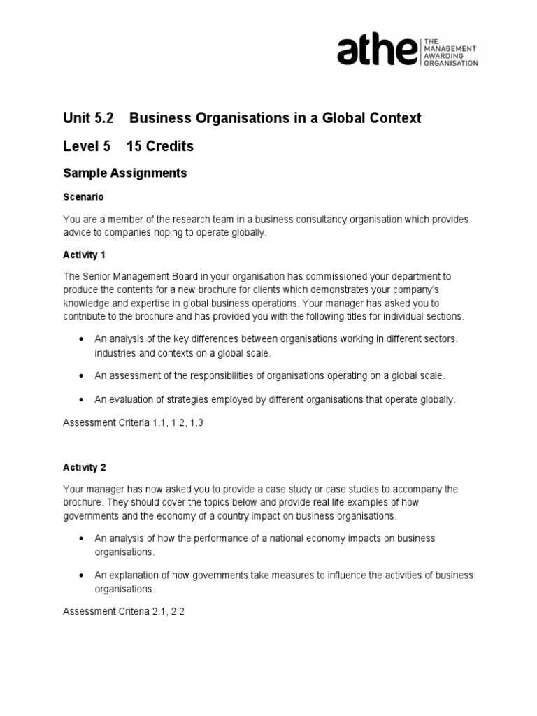 Business Organisations in A Global Context | PDF | Educational ...