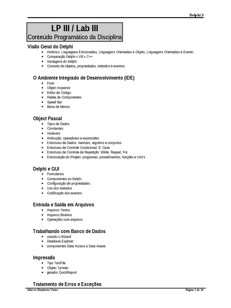 Delphi Comandos | PDF | Linguagem de programação | Html