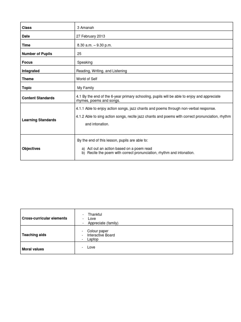 Engaging Family Poem Lesson Plan | PDF | Poetry | Lesson Plan