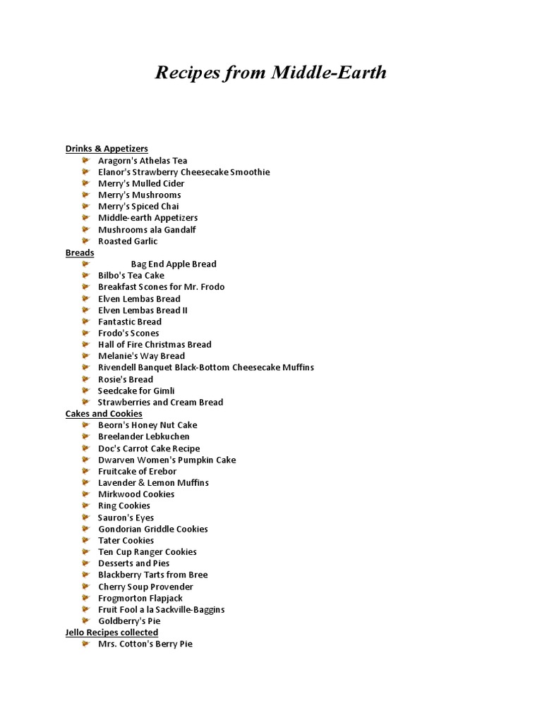 Recipes From Middle Earth | PDF | Cakes | Dough