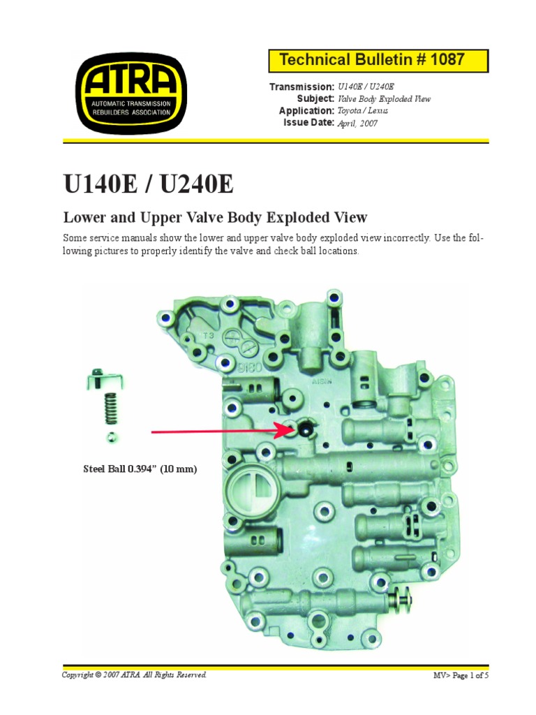Valvebody Toyota U140.240 | PDF