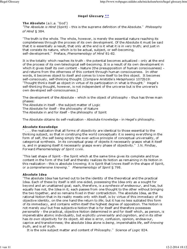 "The Absolute Is Mind (Spirit) - This Is The Supreme Definition of The ...