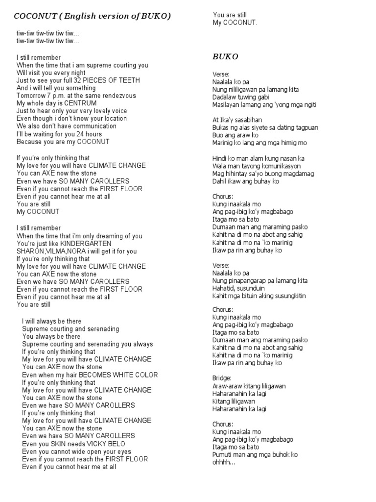 Buko Lyrics English | PDF
