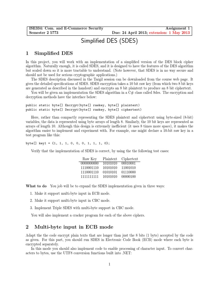334 Assignment1 Sdes Pdf Pdf Espionage Techniques Cryptography 