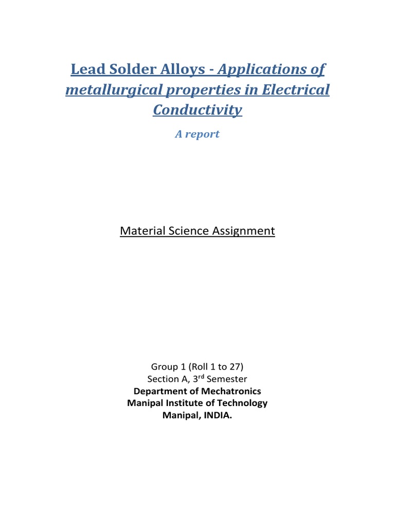 Electrical Properties of Lead Solder Alloy | PDF | Solder | Soldering