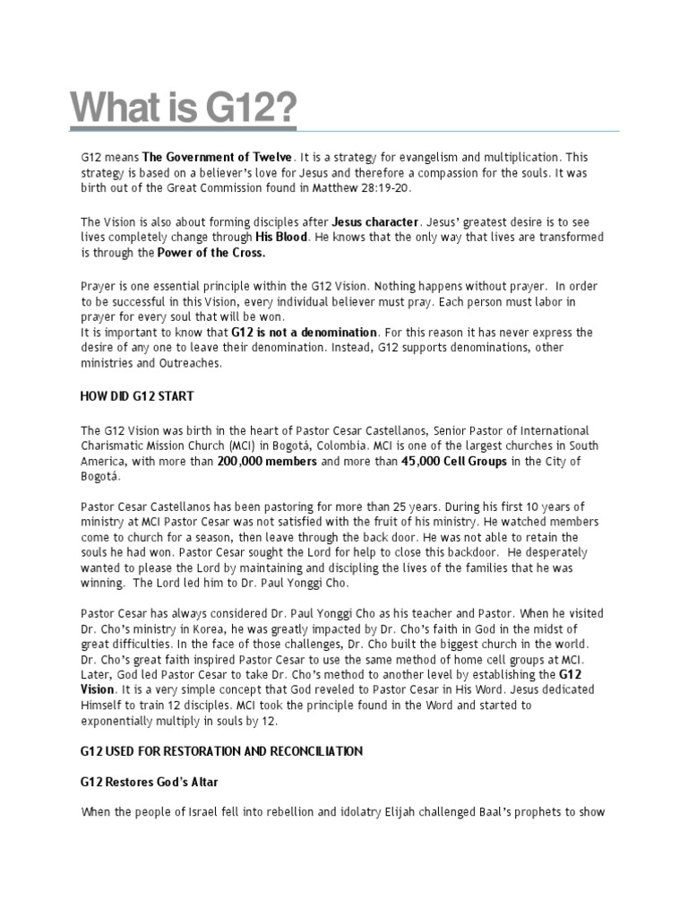 What Is G12 | PDF | Elijah | Jesus
