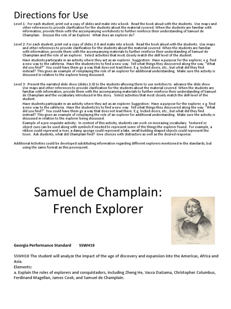 Explorer Samuel de Champlain | PDF | Quebec | Exploration