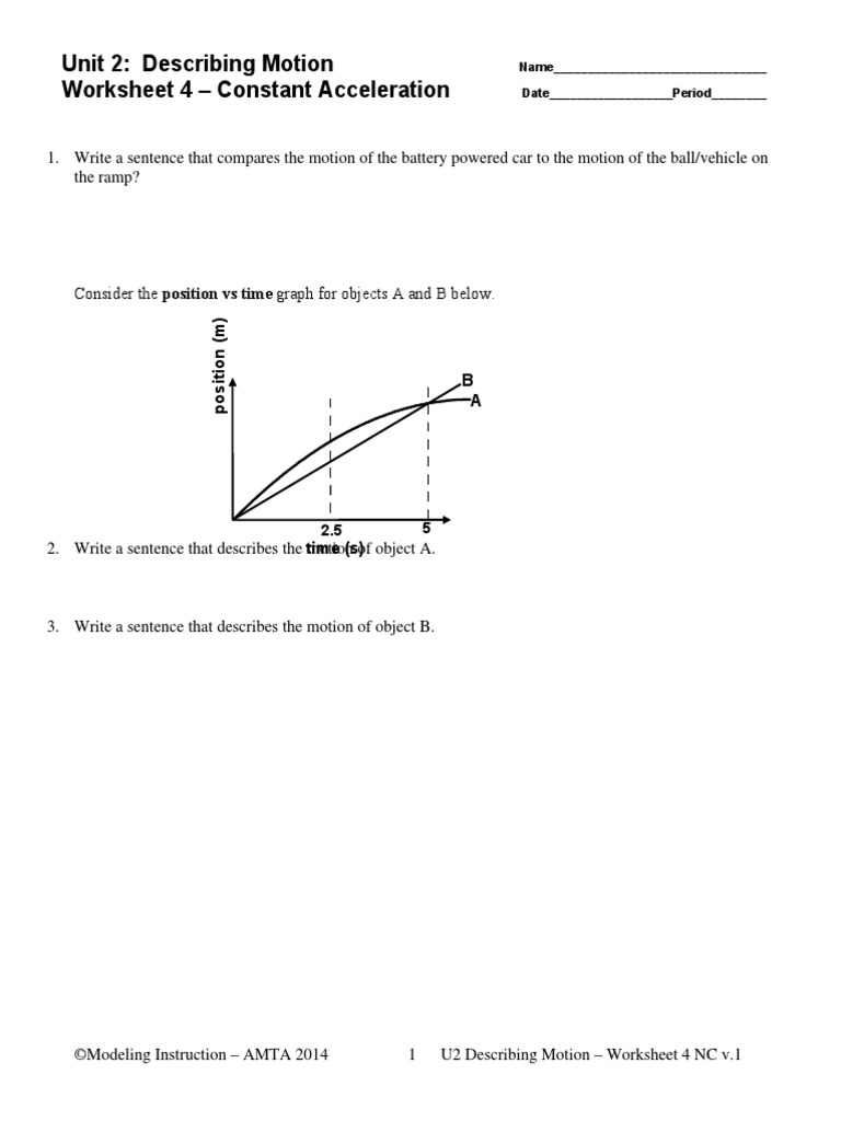 U2 - Ws 4 - Constant Acceleration | PDF | Technology & Engineering