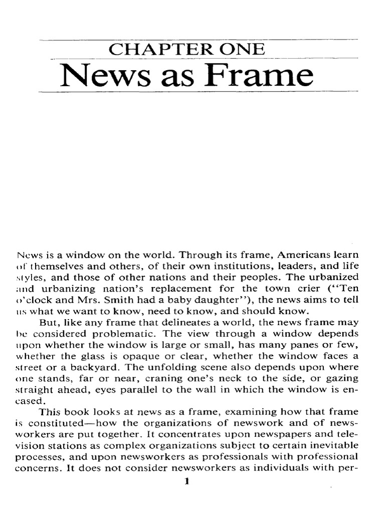 TUCHMAN, Gaye - News As Frame | PDF | News Broadcasting | News