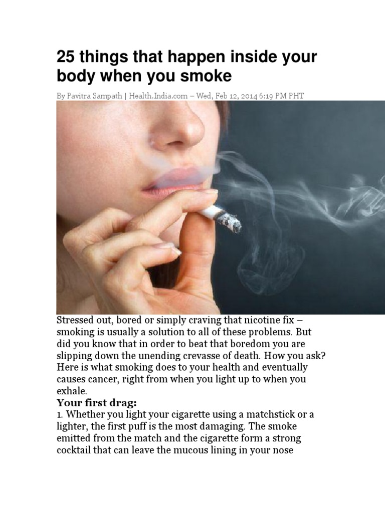 25 Things That Happen Inside Your Body When You Smoke | PDF | Mucus ...
