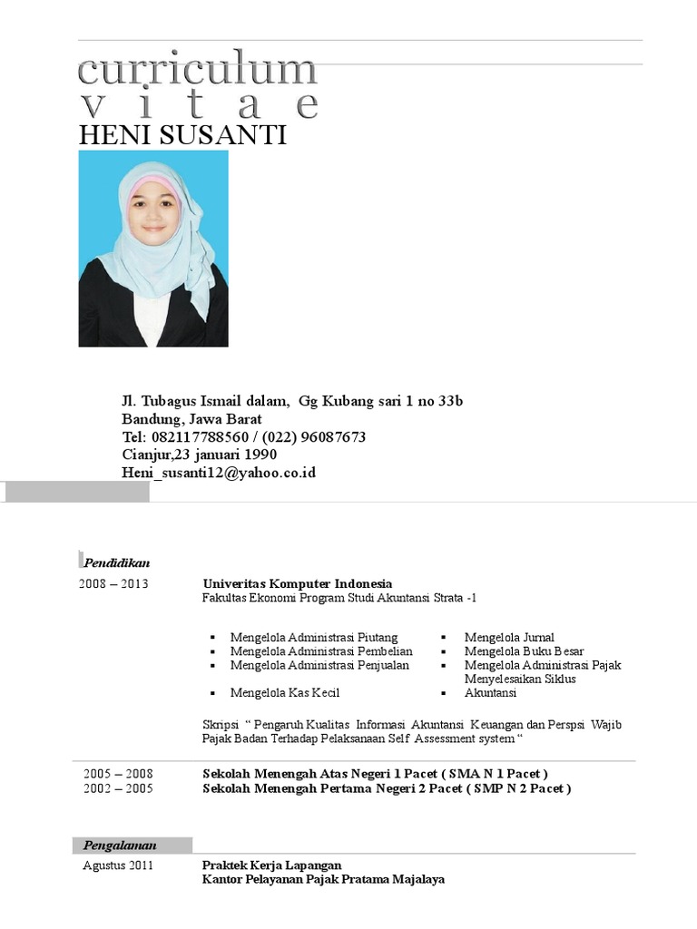 CV - Heni Susanti | PDF | Karier & Perkembangan | Bisnis