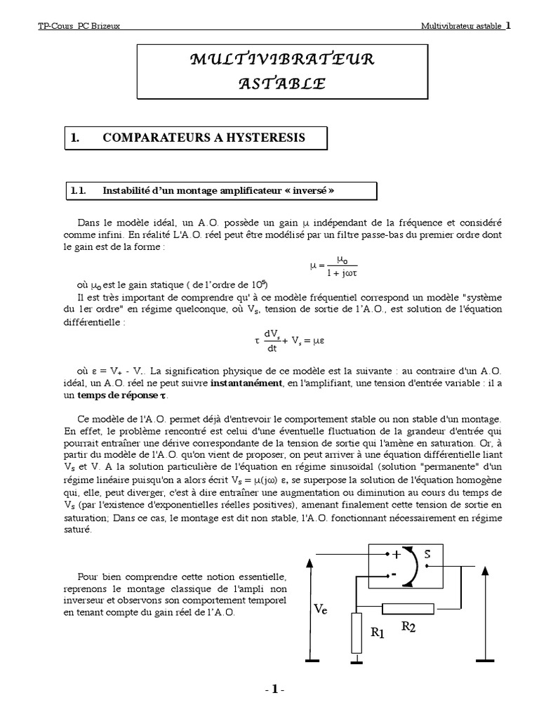 multivibrateur-astable | Filtre (électronique) | Physique et mathématiques