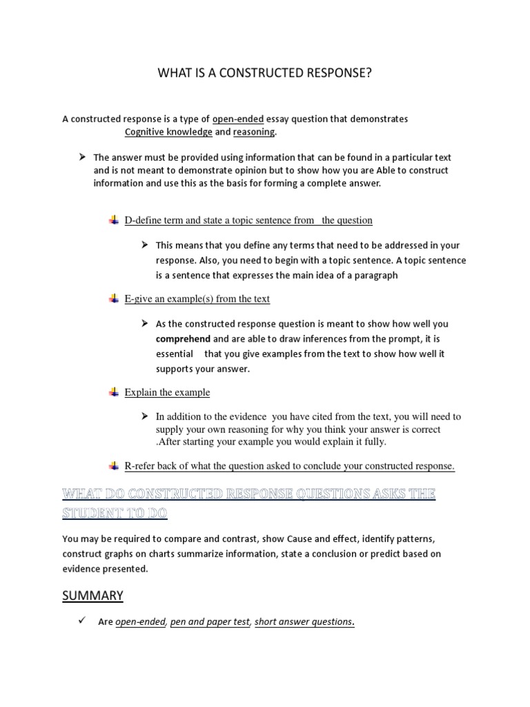 What Is A Constructed Response | Download Free PDF | Question ...