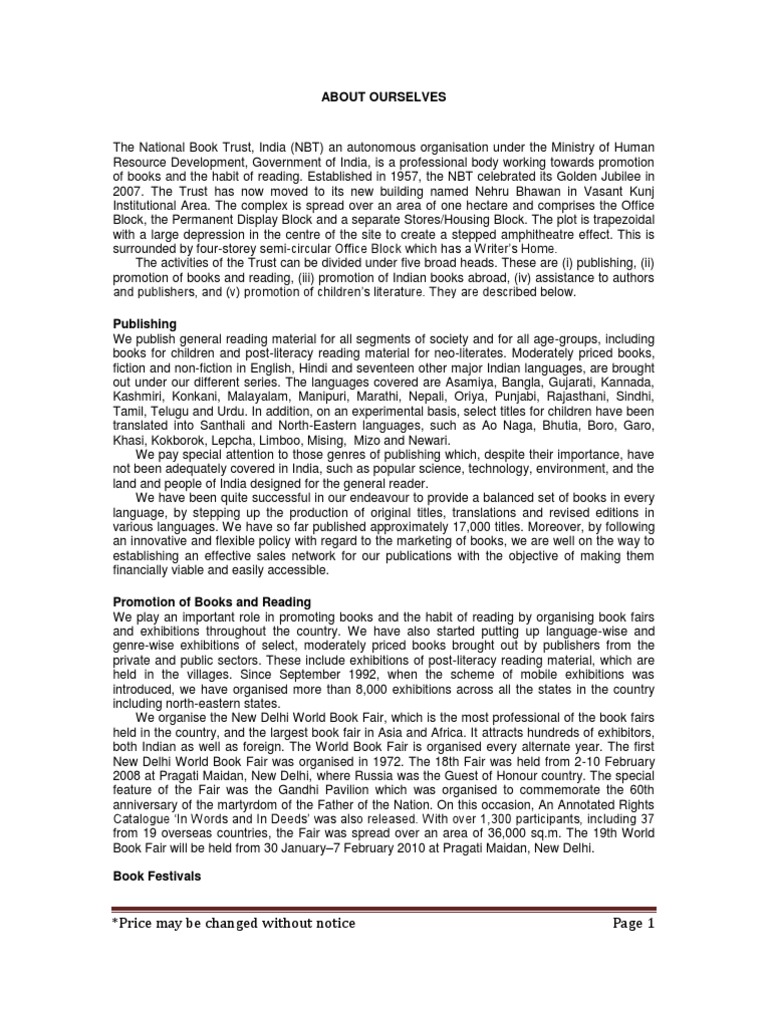NBT: Promoting Reading and Publishing | PDF | Books | Folklore