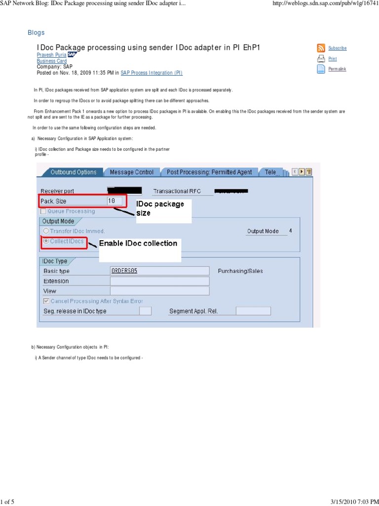 IDoc Package Processing Using Sender IDoc Adapter in PI EhP1 | PDF ...