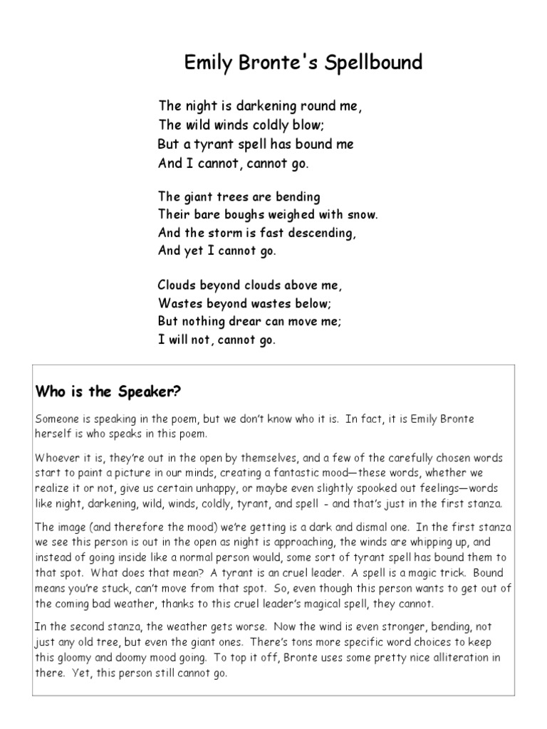 A Dark and Dreary Spell: An Analysis of Emily Bronte's 'The Night is ...