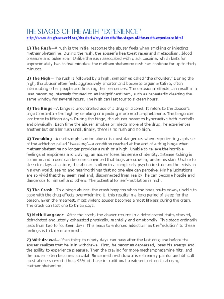 The Stages of The Meth Addiciton | PDF | Methamphetamine | Intervention ...