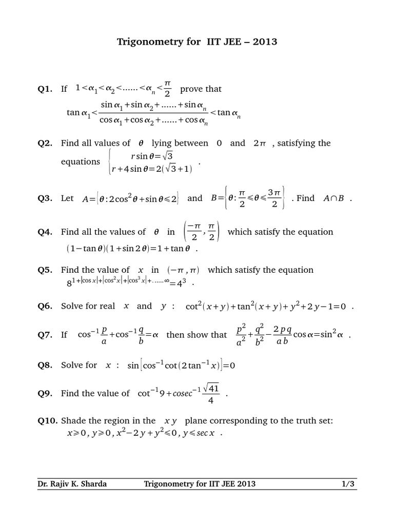 Trigonometry For Iit Jee Trigonometric Functions Sine