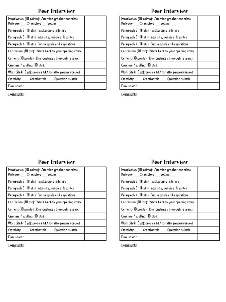 Peer Interview Evaluation Guide | PDF