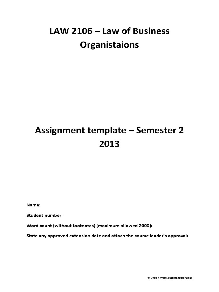 LAW2106 Assignment Template | PDF | Citation | Argument