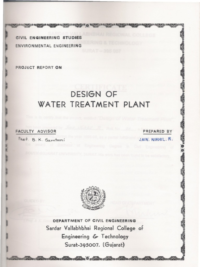 Design of Water Treatment Plant | PDF | Magnesium | Flood