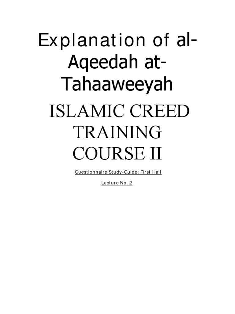 Aqeeda - Explanation of Al-Aqeedah At-Tahaaweeyah - Abdur-Rauf Shakir ...