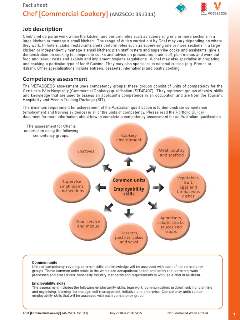 457 Fact Sheet - Chef (Commercial Cookery) | PDF | Chef | Competence ...