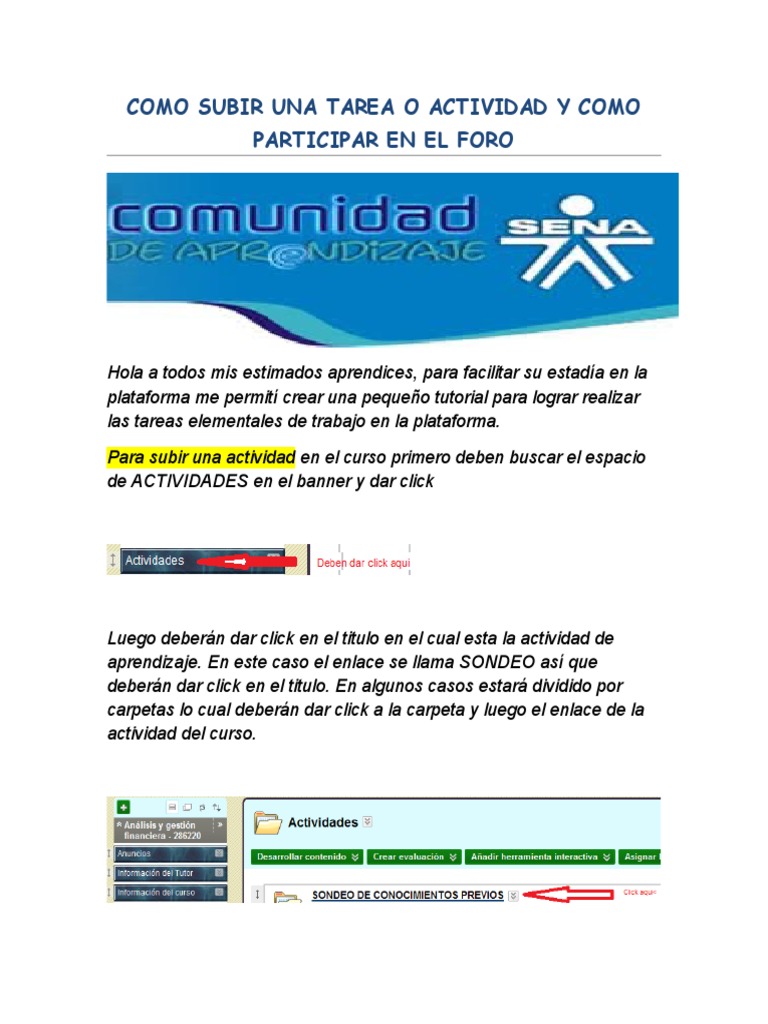 Como Subir Una Tarea o Actividad y Como Participar en El Foro | PDF