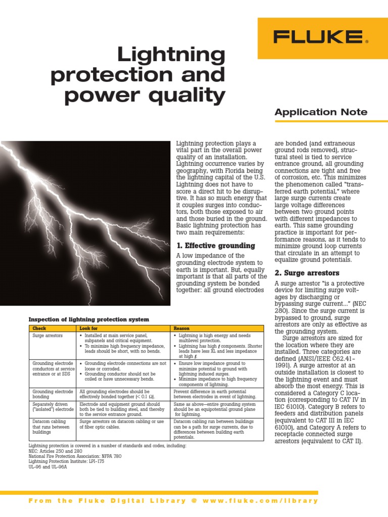 Lightning Protection and Power Quality: Application Note | PDF | Power ...