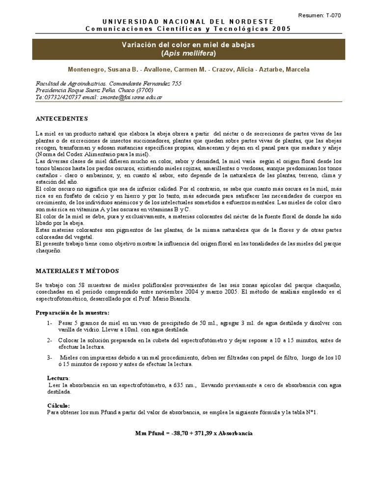 Miel - Color Escala Pfund | PDF