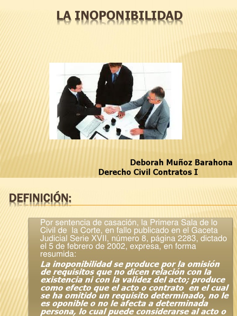 La Inoponibilidad | PDF | Ley común | Instituciones sociales