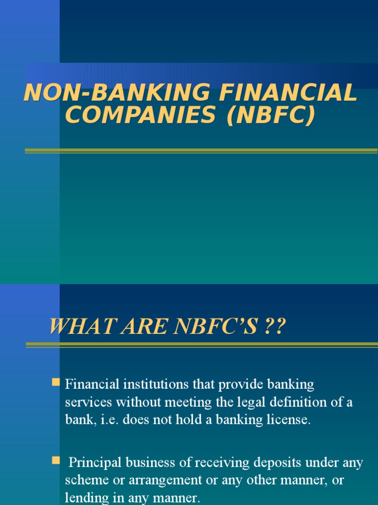 Non Banking Financial Companies Nbfc Pdf Non Bank Financial