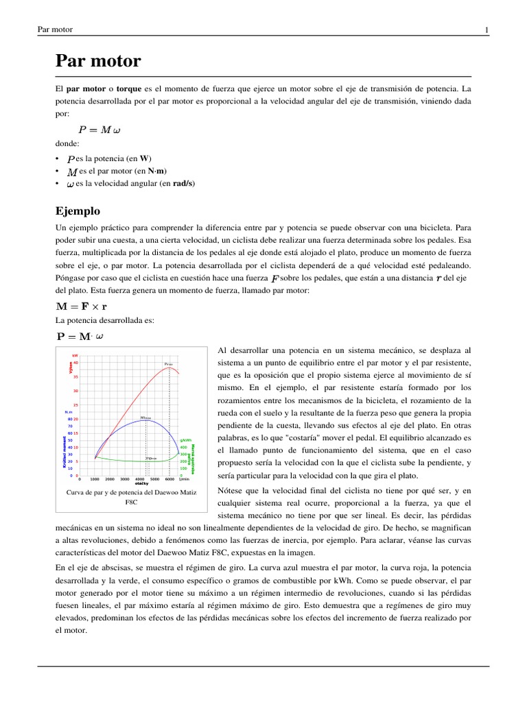 Par Motor | PDF | Esfuerzo de torsión | Ciencias fisicas