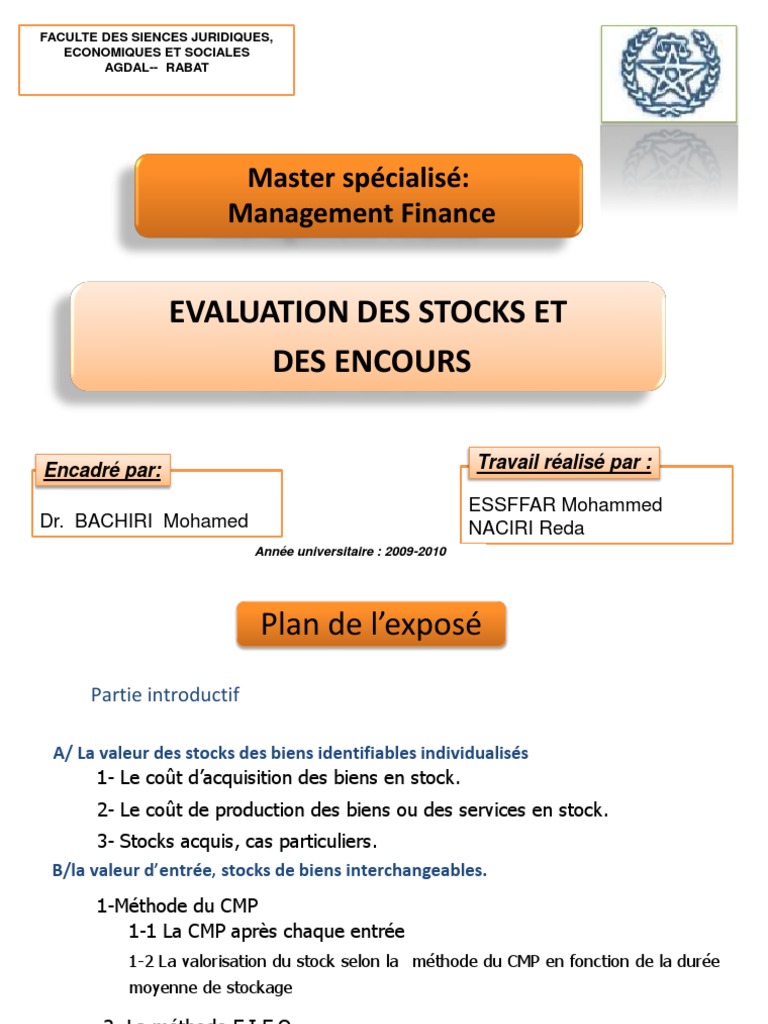 Evaluation Des Stocks | PDF | Coût de production | Inventaire