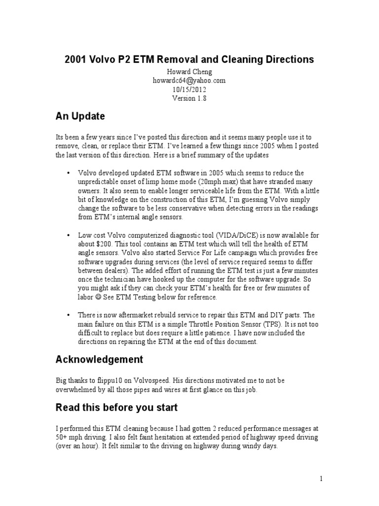 ETM Removal Cleaning Volvo | PDF | Electrical Connector | Screw