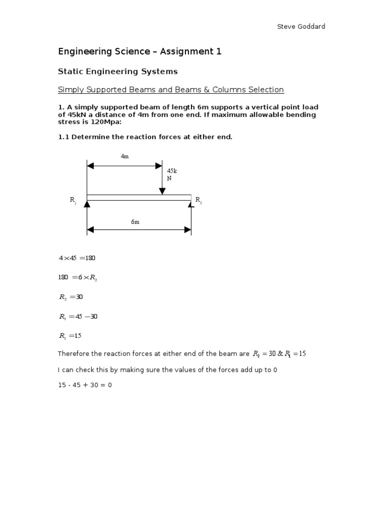 Engineering Science - Static Engineering Systems | PDF | Torque | Bending