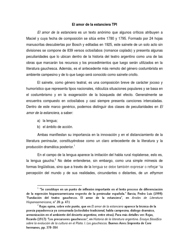 TP1 El Amor de La Estancierascribd | PDF | Teatro | Argentina