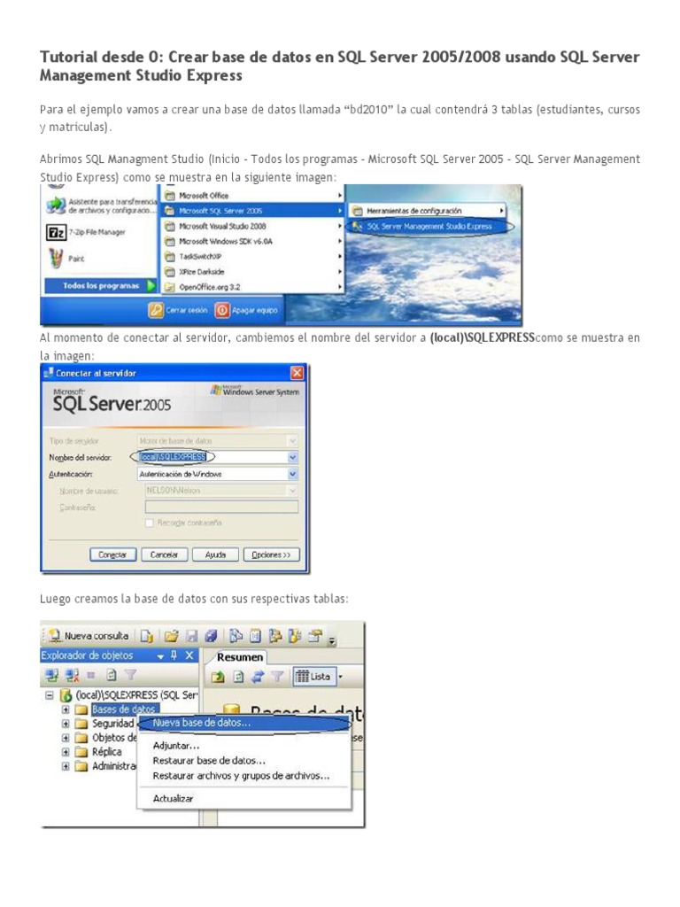 Tutorial Desde 0 SQL Server 2005 PDF | PDF | Servidor SQL de Microsoft | Bases de datos