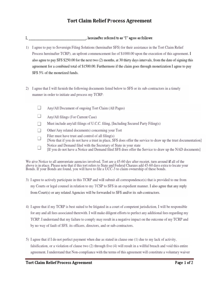 Tort Claim Form | Power Of Attorney | Indemnity